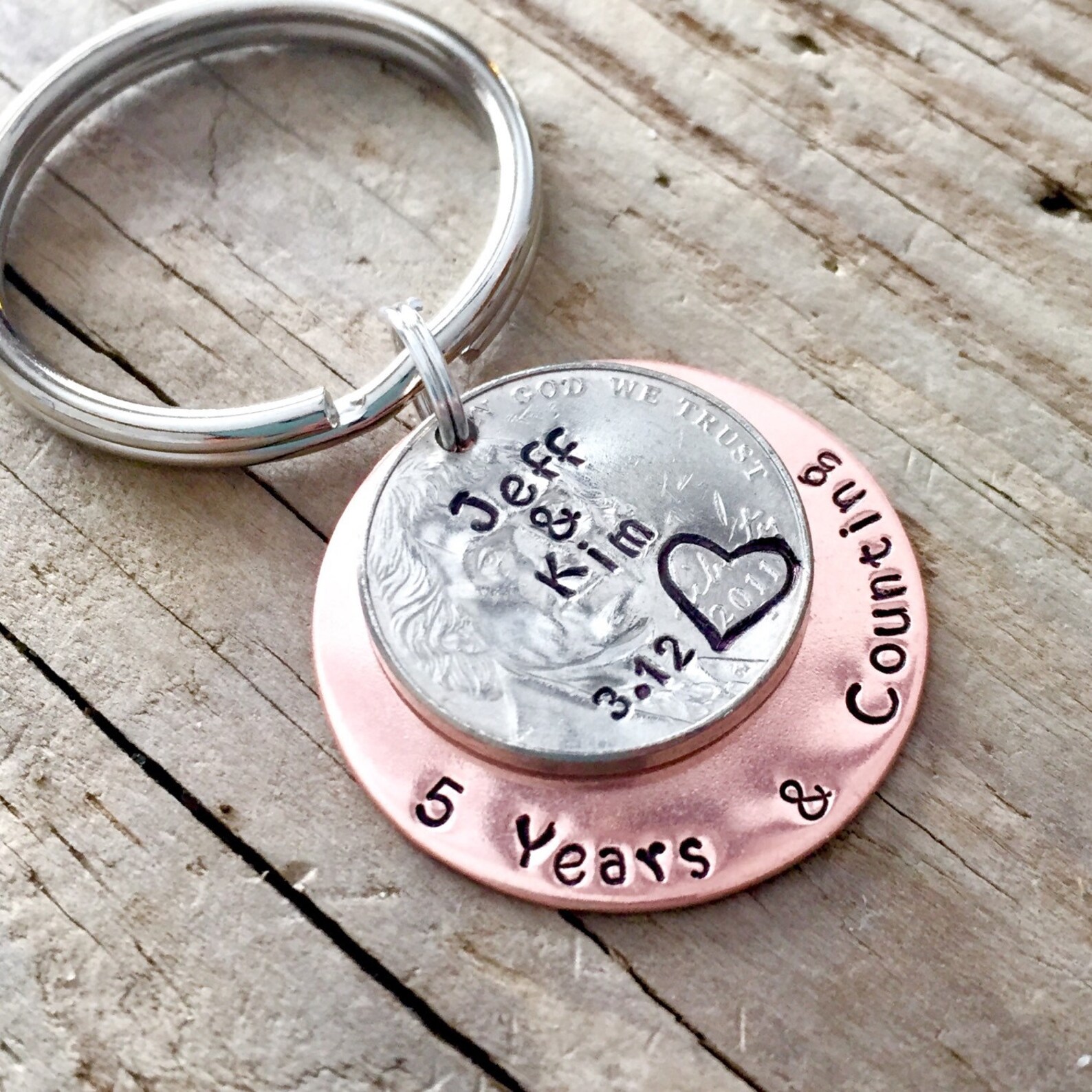 5 Years & Counting 5 Year Anniversary Nickel Keychain - Etsy