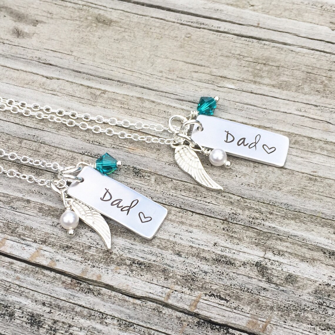 Set of 2 Hand Stamped Remembrance Necklaces Memorial Jewelry - Etsy