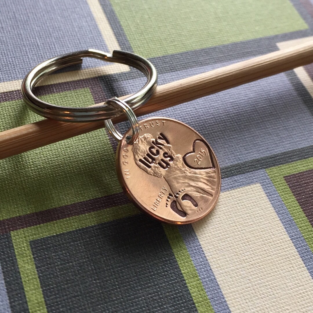 2024 Lucky Us Hand Stamped Penny, Dad to Be, New Mom, Gift for Baby ...