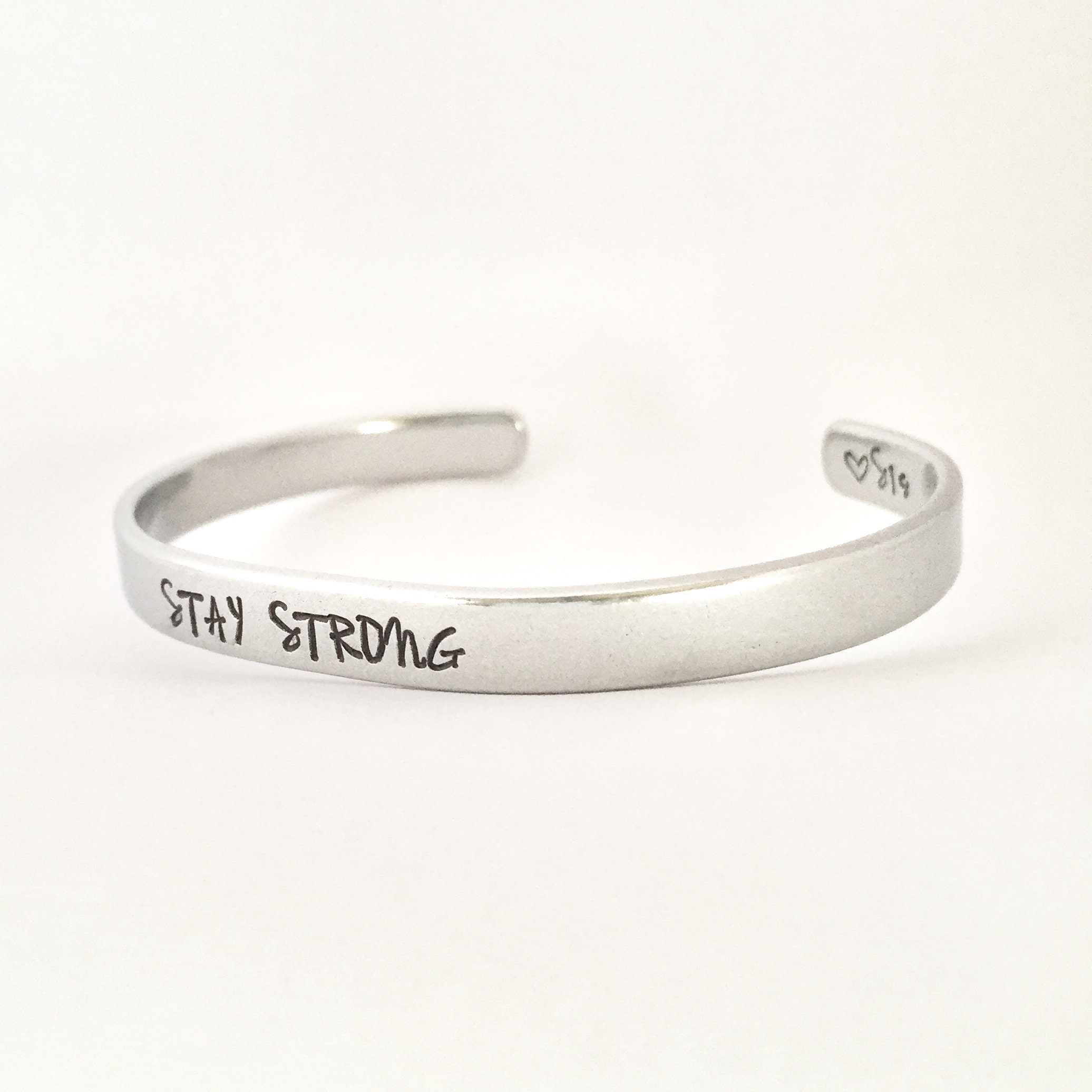 Stay Strong Inspirational Personalized Cuff Bracelet Hand | Etsy