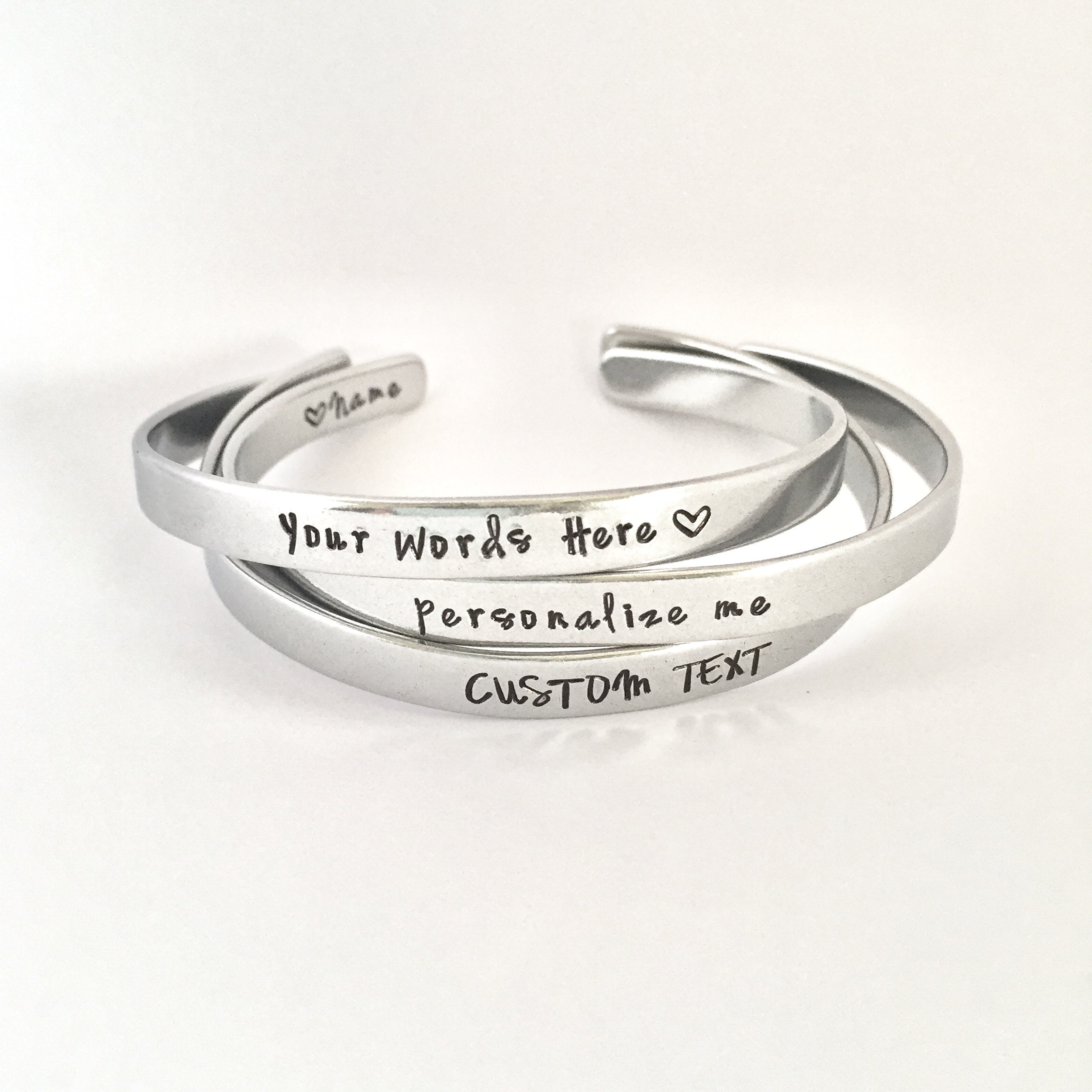 Personalized Cuff Bracelet Hand Stamped Gift For Her Design | Etsy