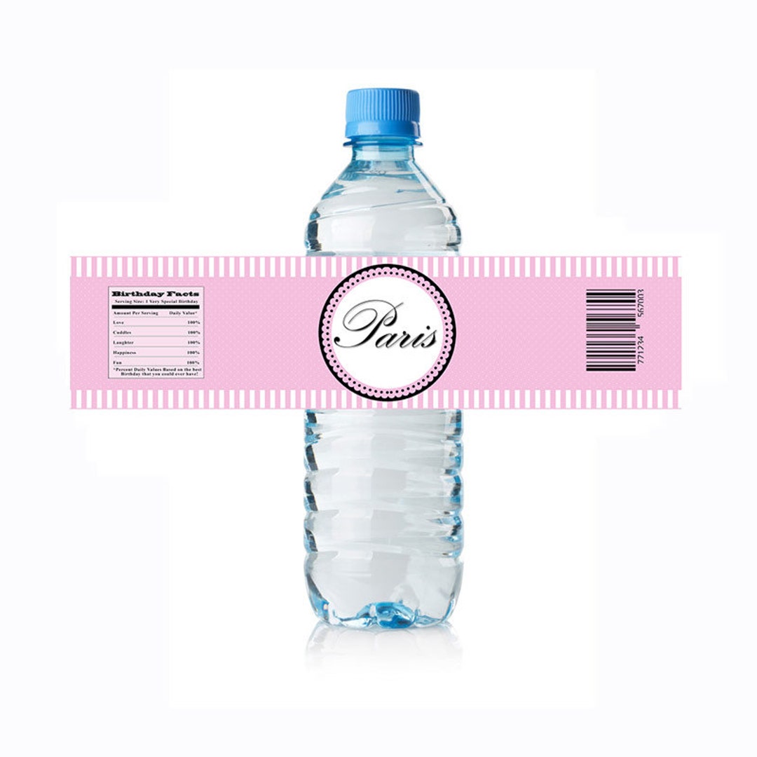 Paris Water Bottle Label- Digital Download - Bottle Label - Paris Party ...