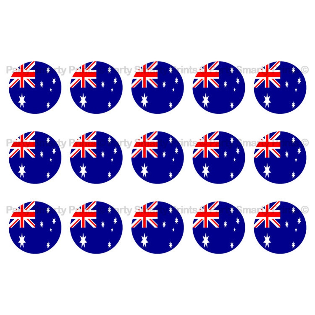 Australian Flag 1 Inch Round Digital Download Bottle Cap Sticker Bows ...