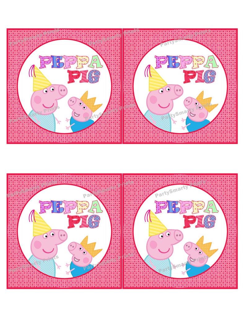 Peppa Pig 4 Inch Squares Digital Download Cupcake Topper - Etsy