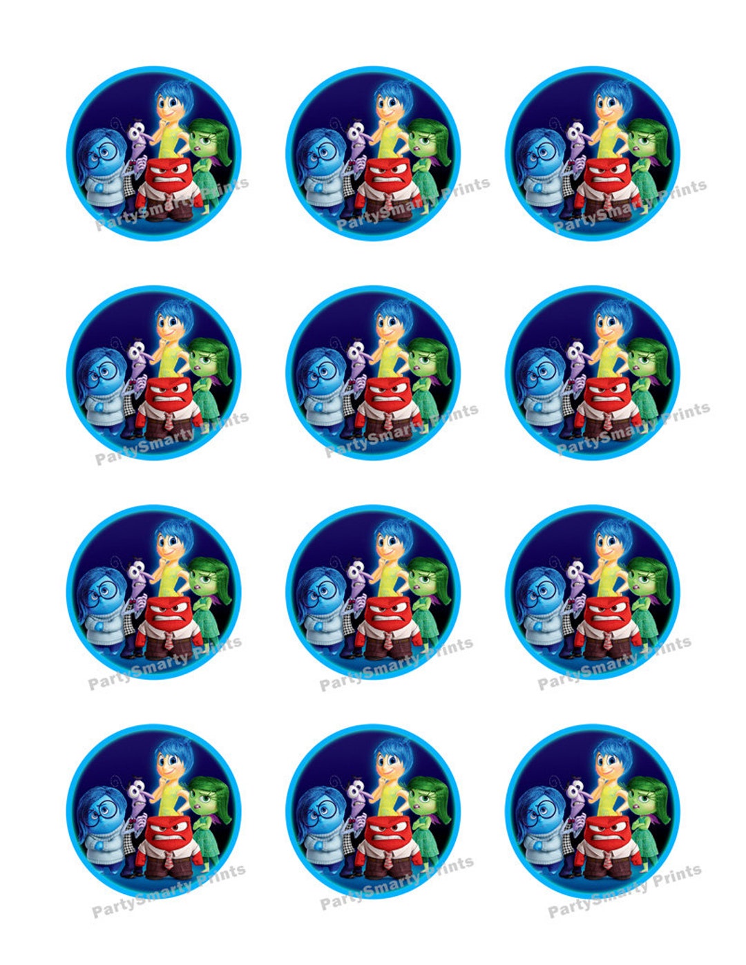 Inside Out 2 Inch Round - Digital Download - Cupcake Topper - Sticker ...