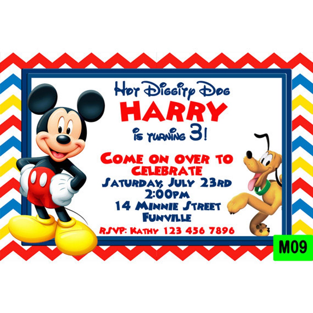 Mickey Mouse Invitation - Digital Personalized Invite - Mickey Mouse ...