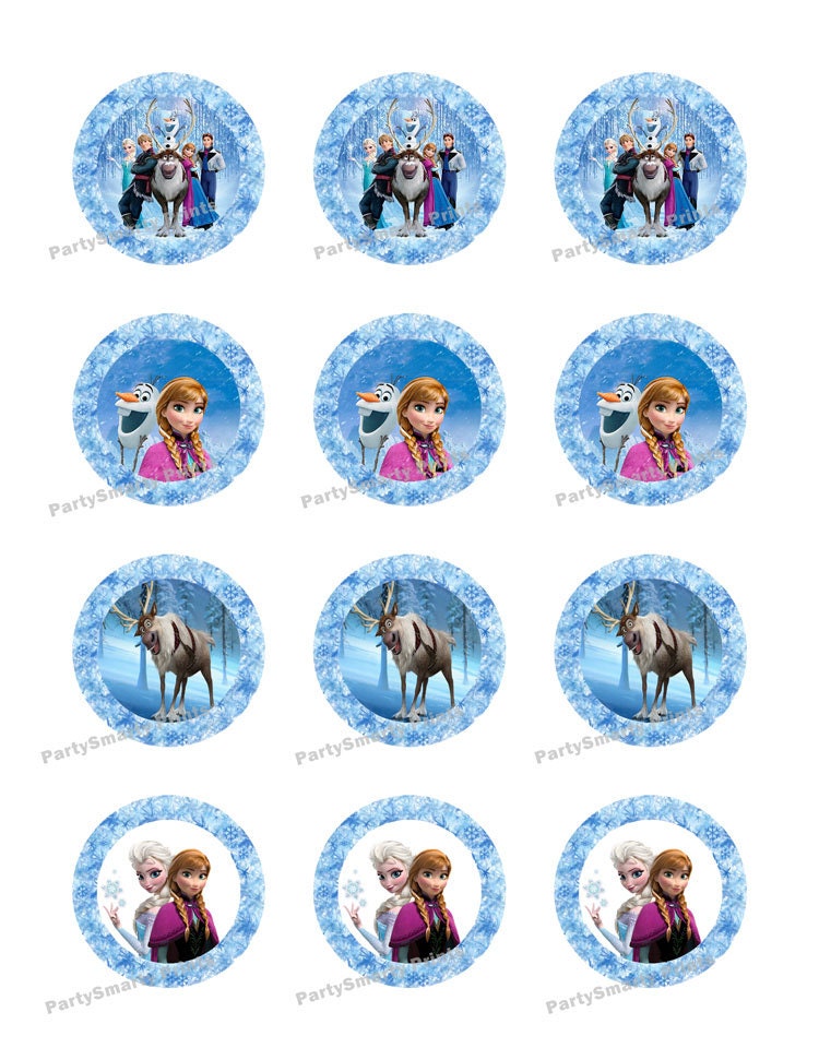 Frozen 2 Inch Round Digital Download Cupcake Topper Sticker Frozen ...