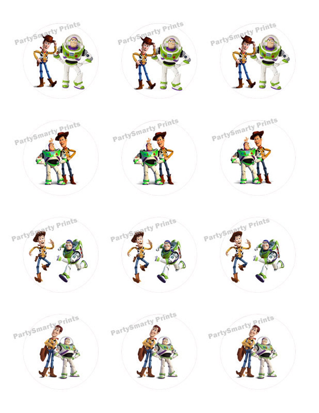 Toy Story Woody and Buzz 2 Inch Round Digital Dowload Cupcake Topper ...