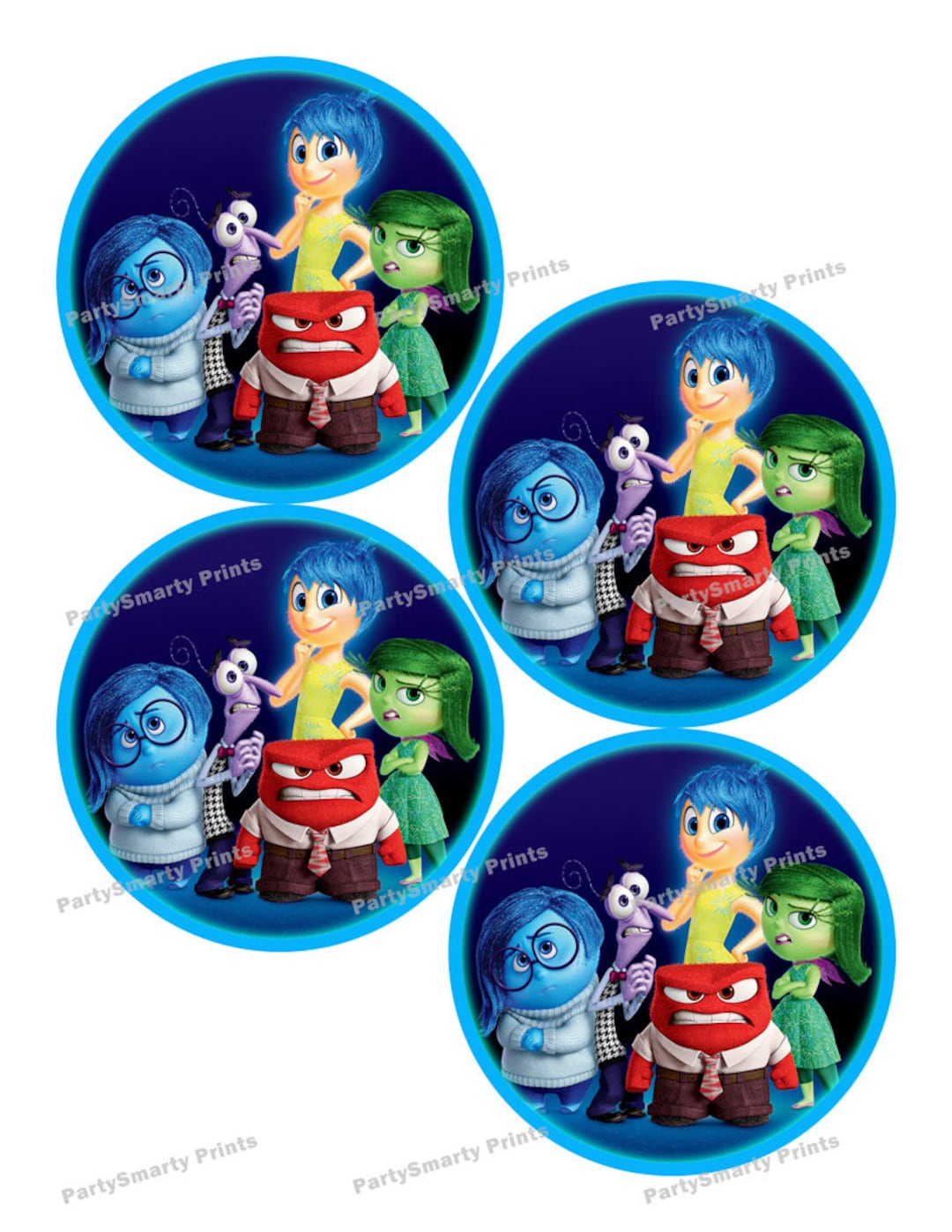 Inside Out 4 Inch Round - Digital Download - Cupcake Topper - Sticker ...