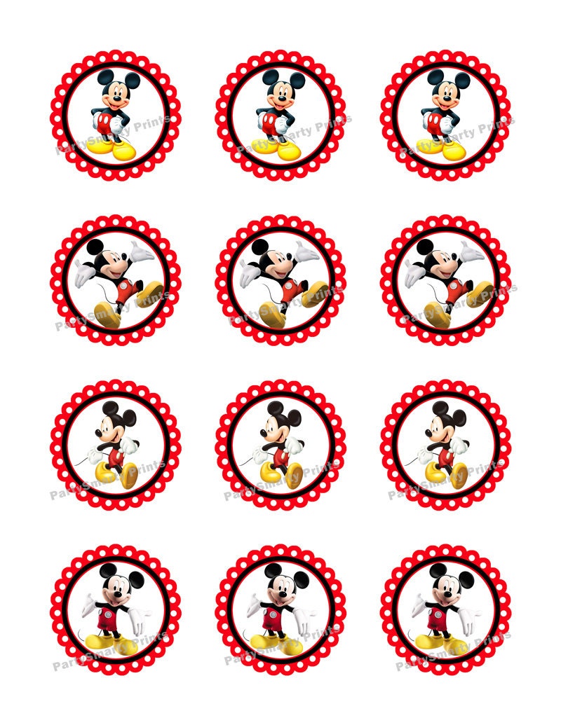 Mickey Mouse 2 Inch Round Digital Download Cupcake Topper - Etsy
