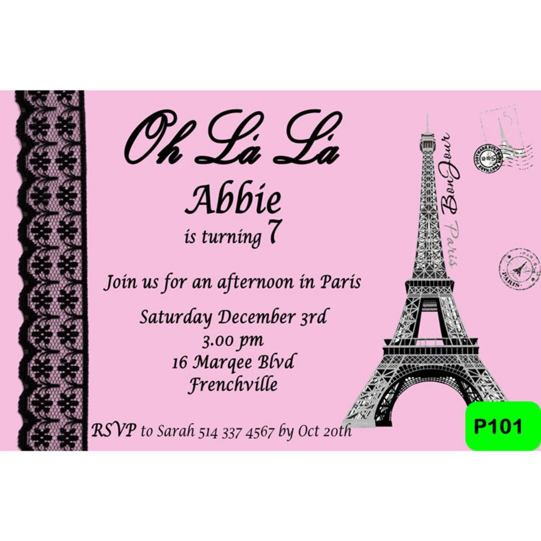 Paris Invitation Digital Personalized Invite French Paris - Etsy