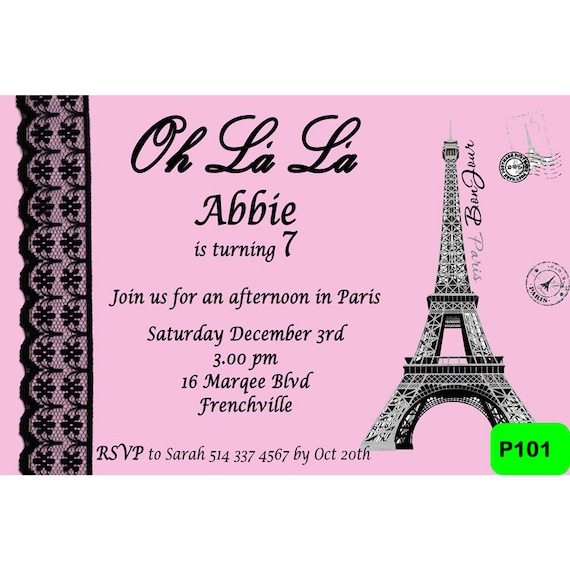 Paris Invitation Digital Personalized Invite French Paris | Etsy