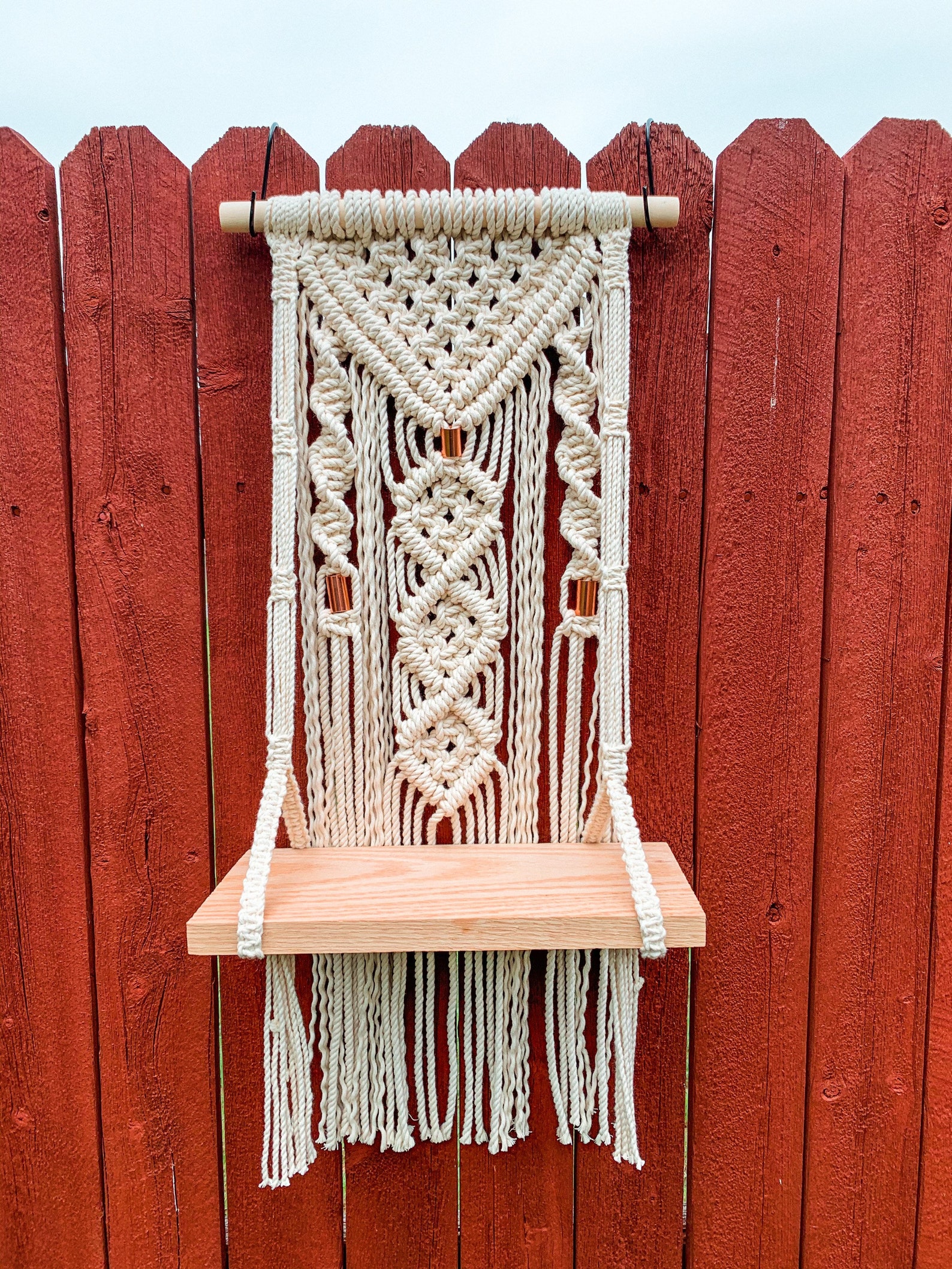 Macrame Wall Shelf | Diamond Twists- Handmade Macrame Wall Art ...