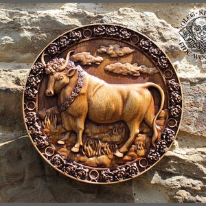Taurus Zodiac Symbol Wood Plaque Horoscope Wood Carving Sign Custom ...
