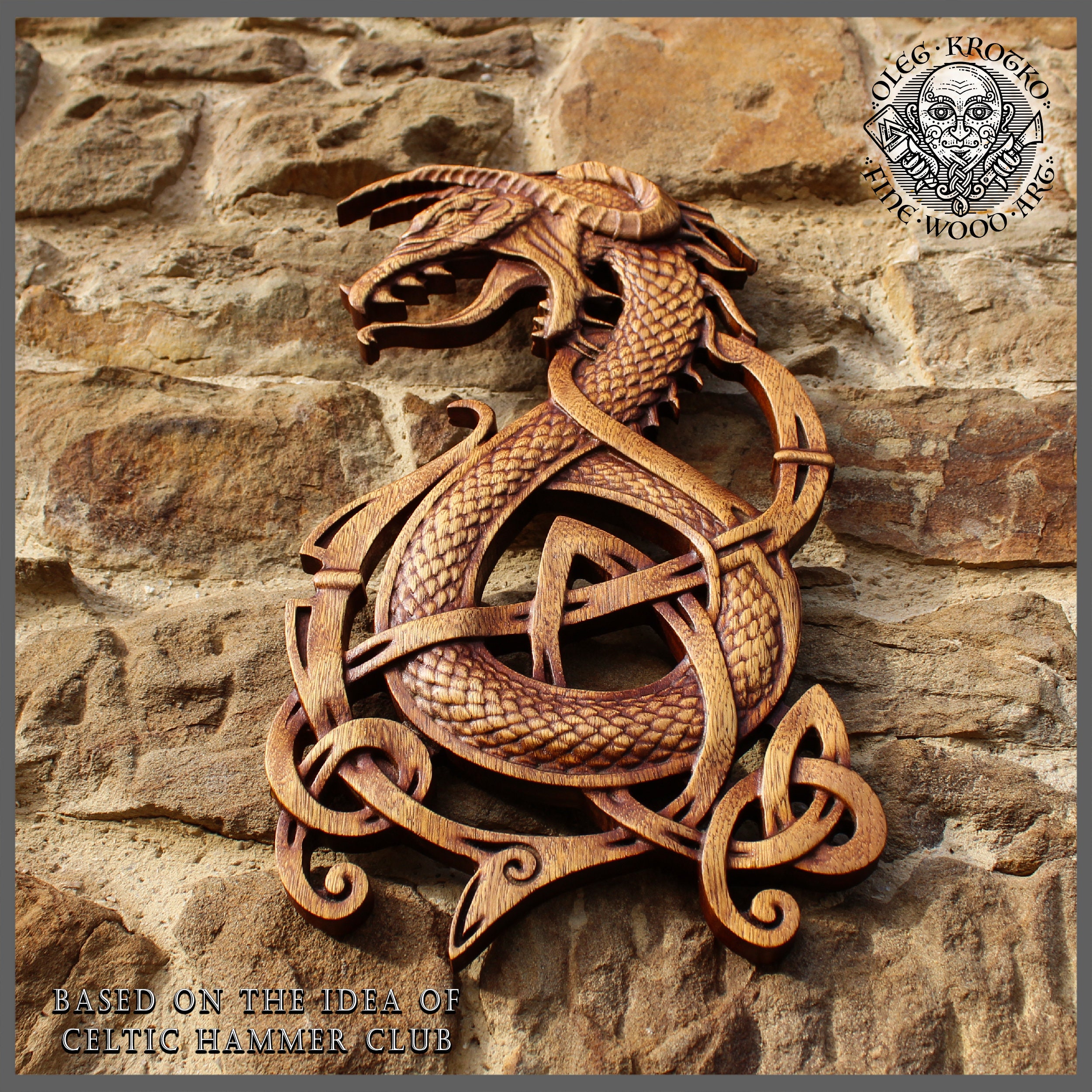 Fenrir Dragon Wood Carving, Norse Viking Decor, Pagan Art - Etsy