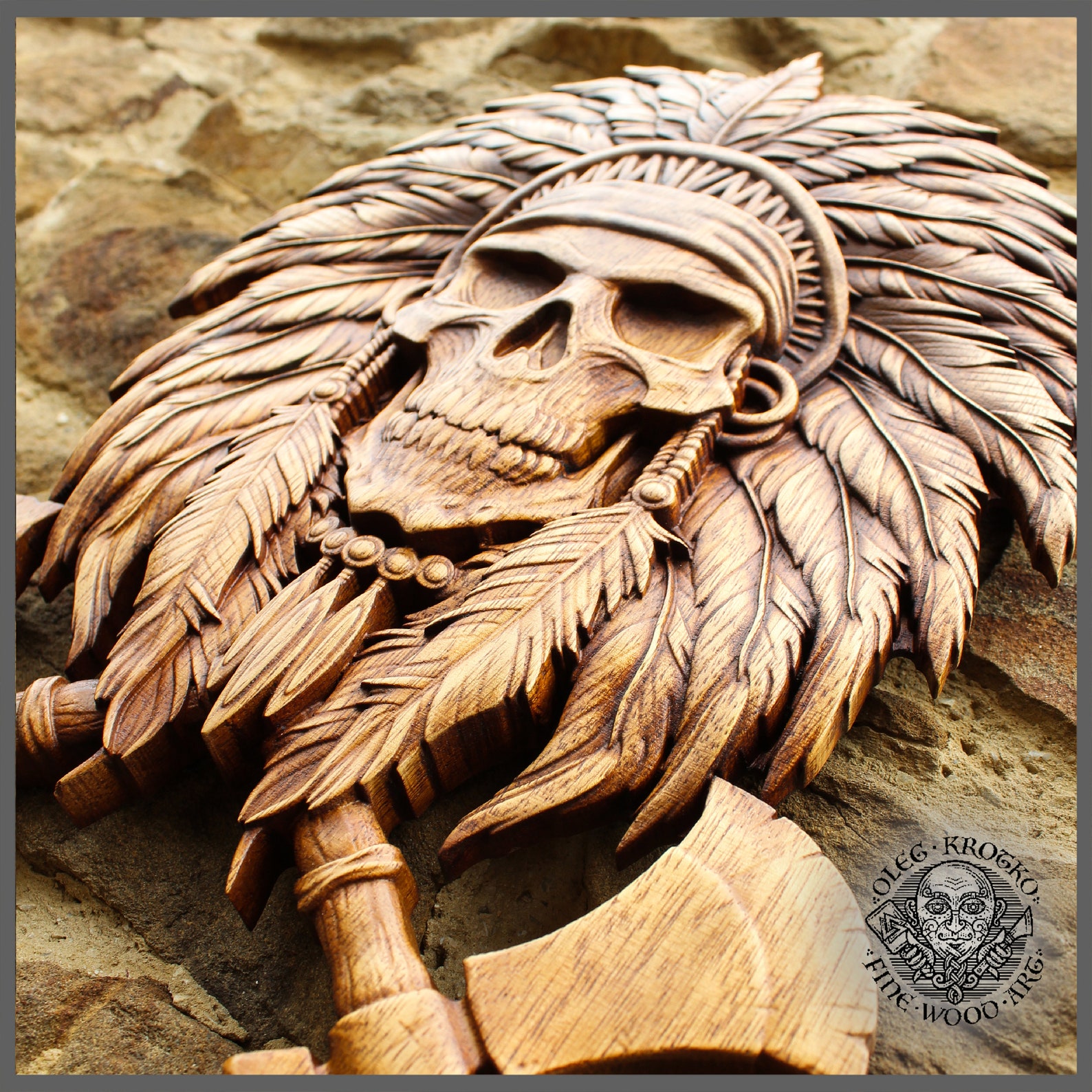 Native American Indian Skull Plaques Decor Art Wood Picture | Etsy