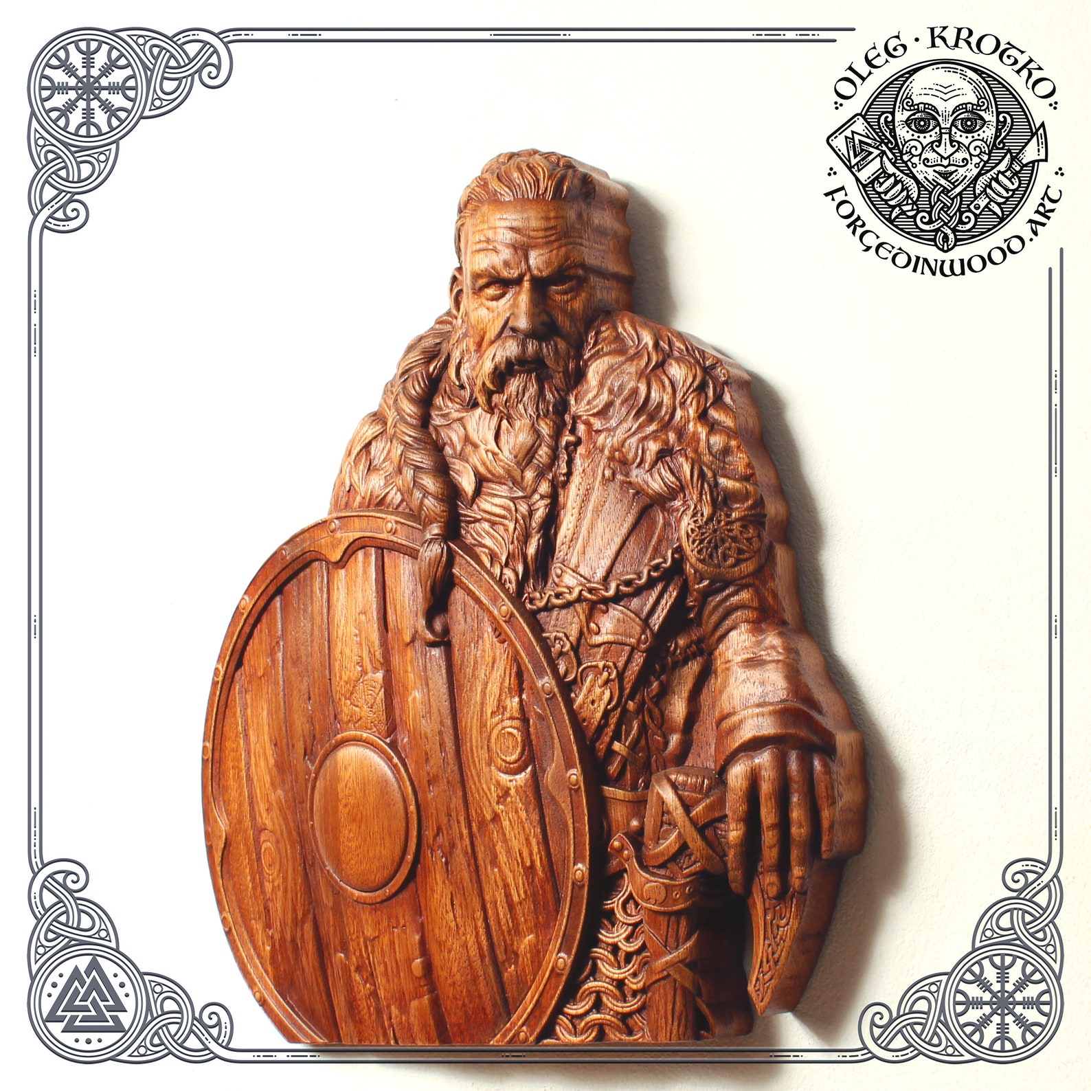 Viking Jarl Luxury Wood Carved Portrait Norse Decor Wooden - Etsy