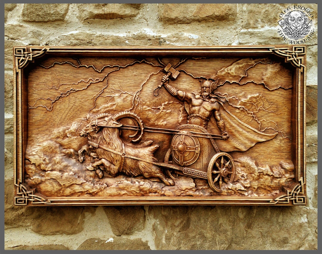 Hand Carved Thor Hammer Wood Picture - Norse Pagan Wall Art - Etsy