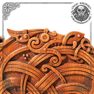 Celtic Dragons Wood Carving, Norse Viking Wall Art, Iroko Wood - Etsy