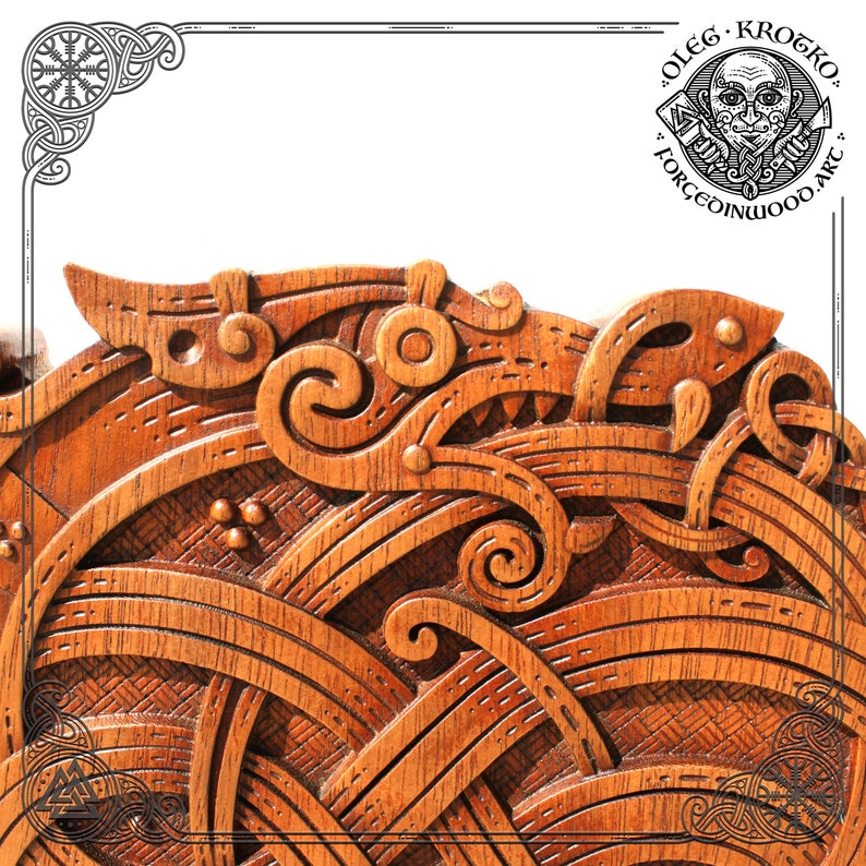 Celtic Dragons Norse Wood Carving Vikings Wall Woodwork Art - Etsy