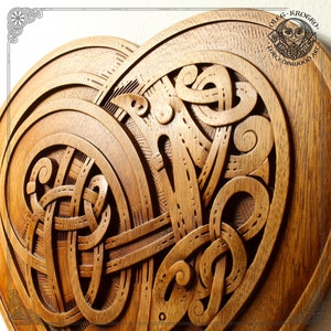 Luxury Carved Celtic Heart, Wooden Symbol of Eternal Love, Norse Wooden ...