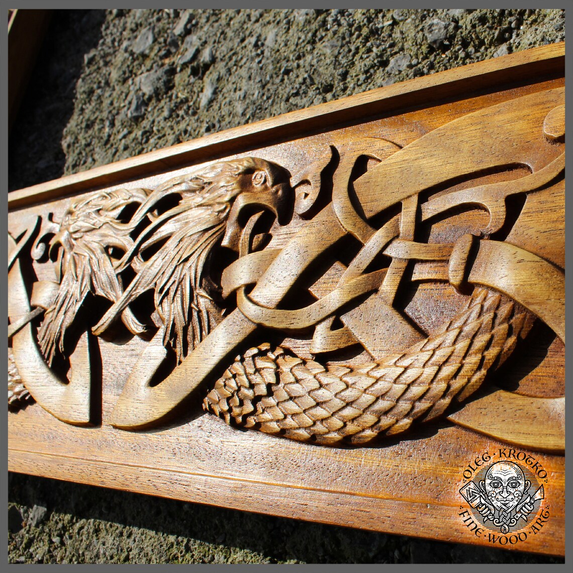 Celtic Viking Wood Carving Frame Norse Knot Work Home Decor - Etsy