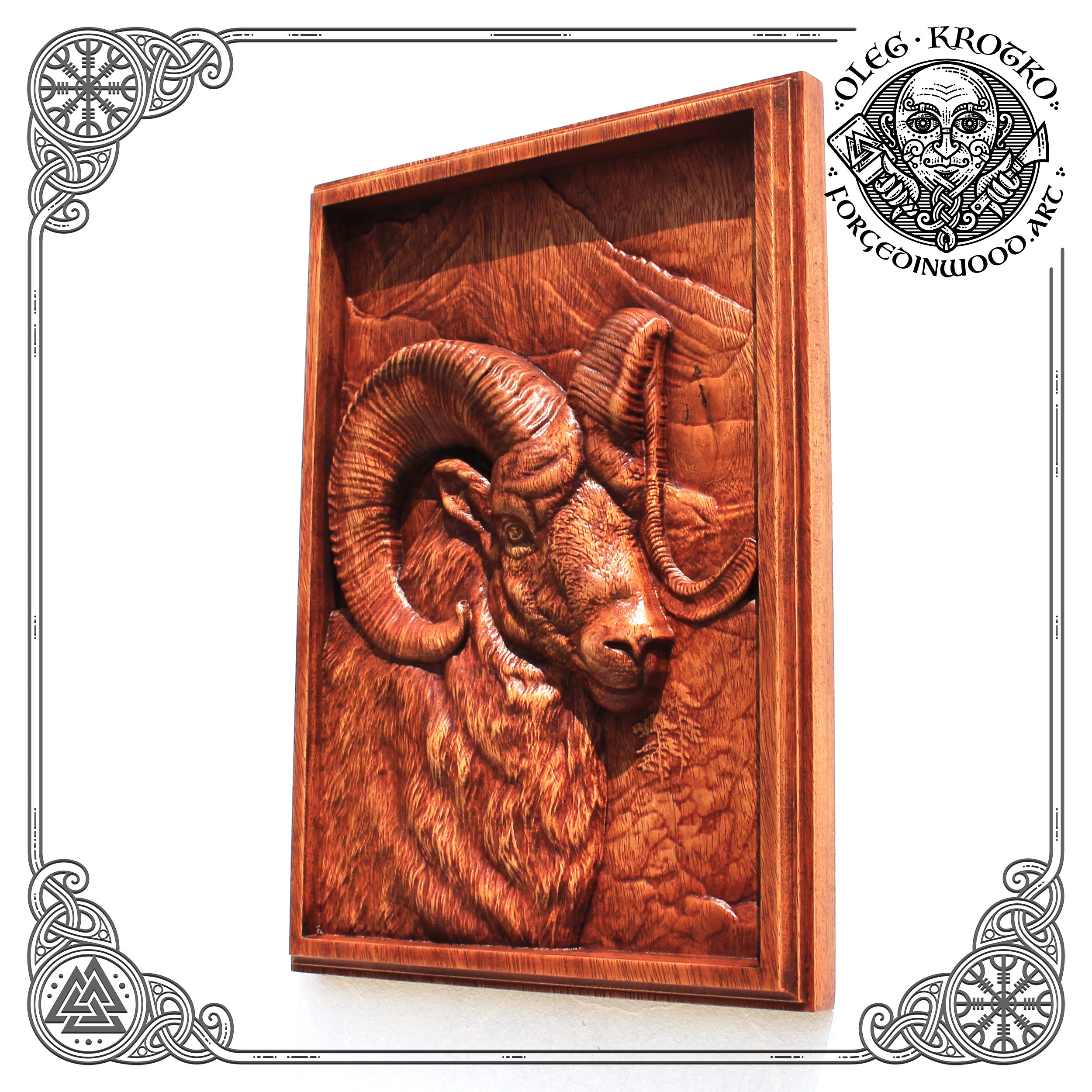 Goat Portrait Graceful Wood Carving Picture Wood Carved - Etsy