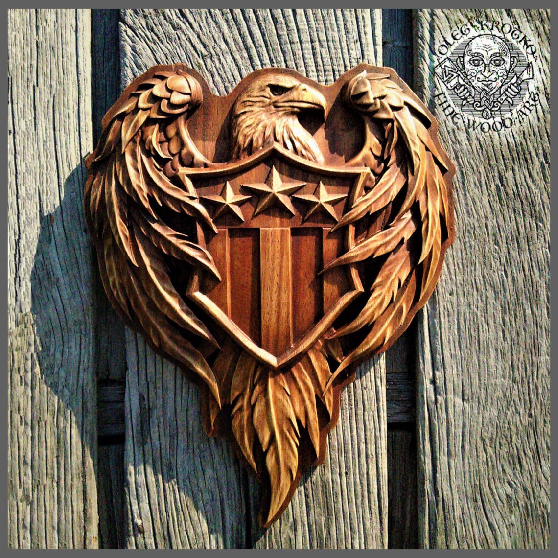 Patriotic American Flag Wooden Carved Sign Coat of Arms Wood - Etsy