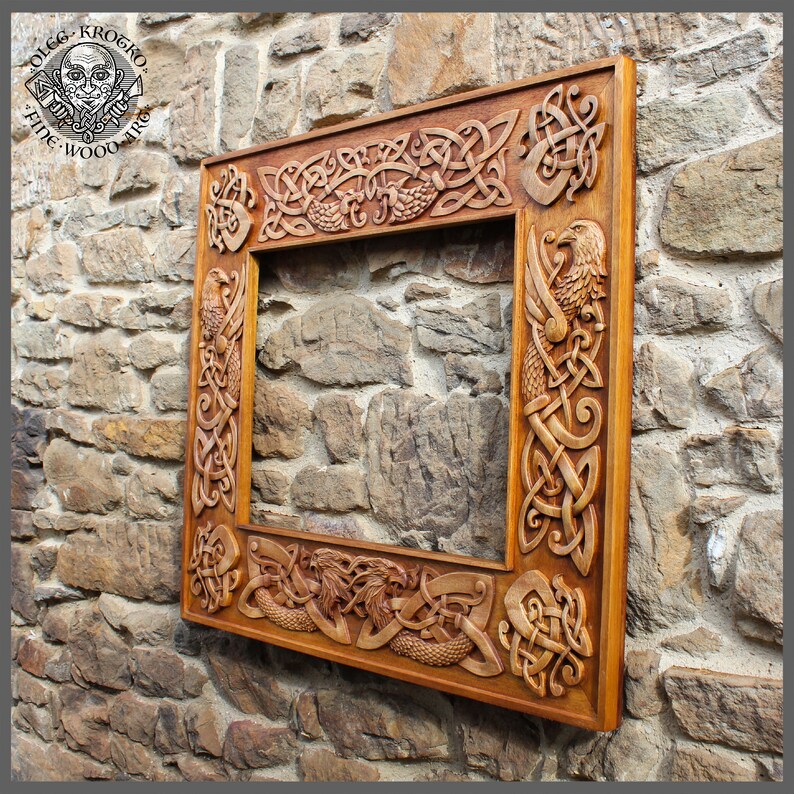 Celtic Viking Wood Carving Frame Norse Knot Work Home Decor - Etsy