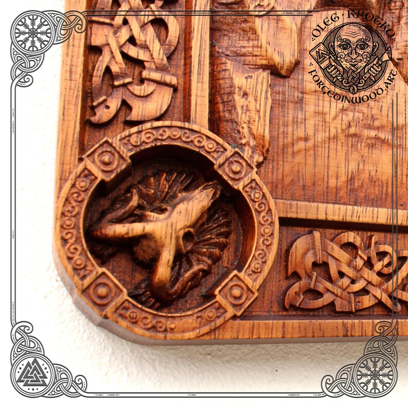 Thor Norse Wood Carving Vikings Wall Woodwork Art Odin Wall - Etsy