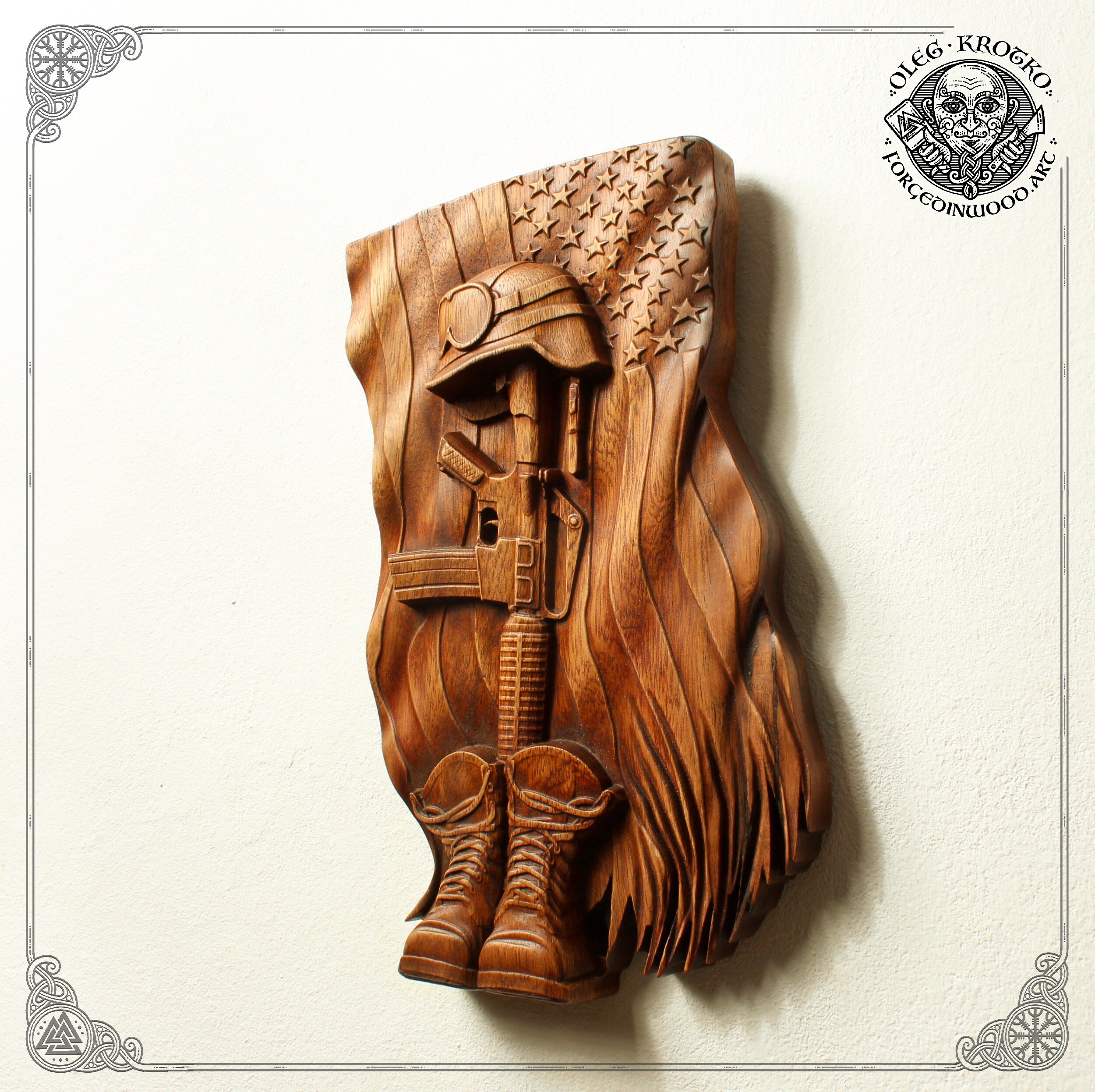 American Fallen Hero Wood Carving - Patriotic Military Wall Art - Etsy