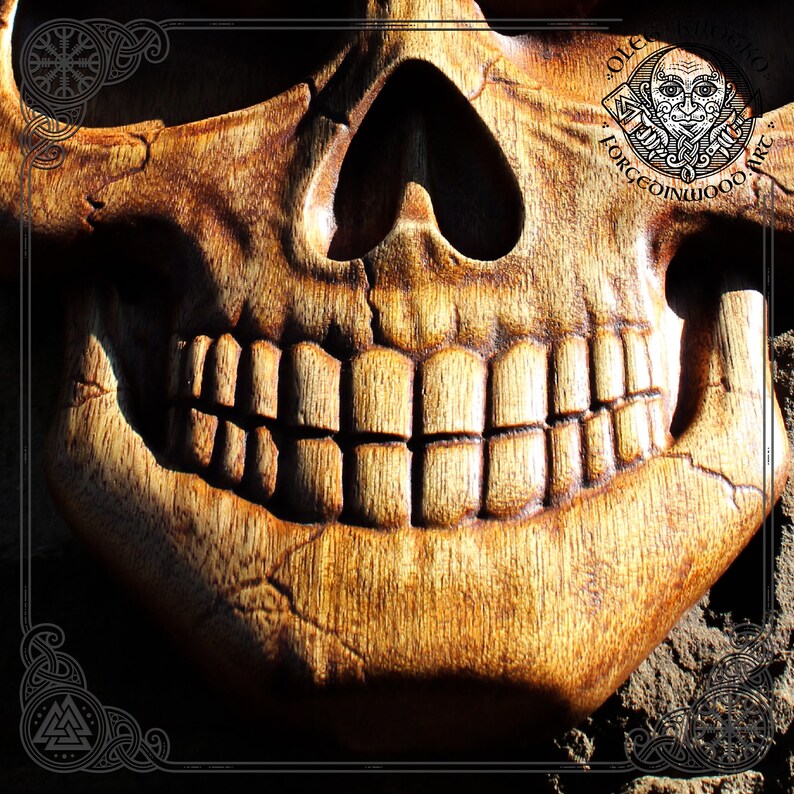 Cool Viking Valhalla Skull Carved Macabre Art Sculpture | Etsy