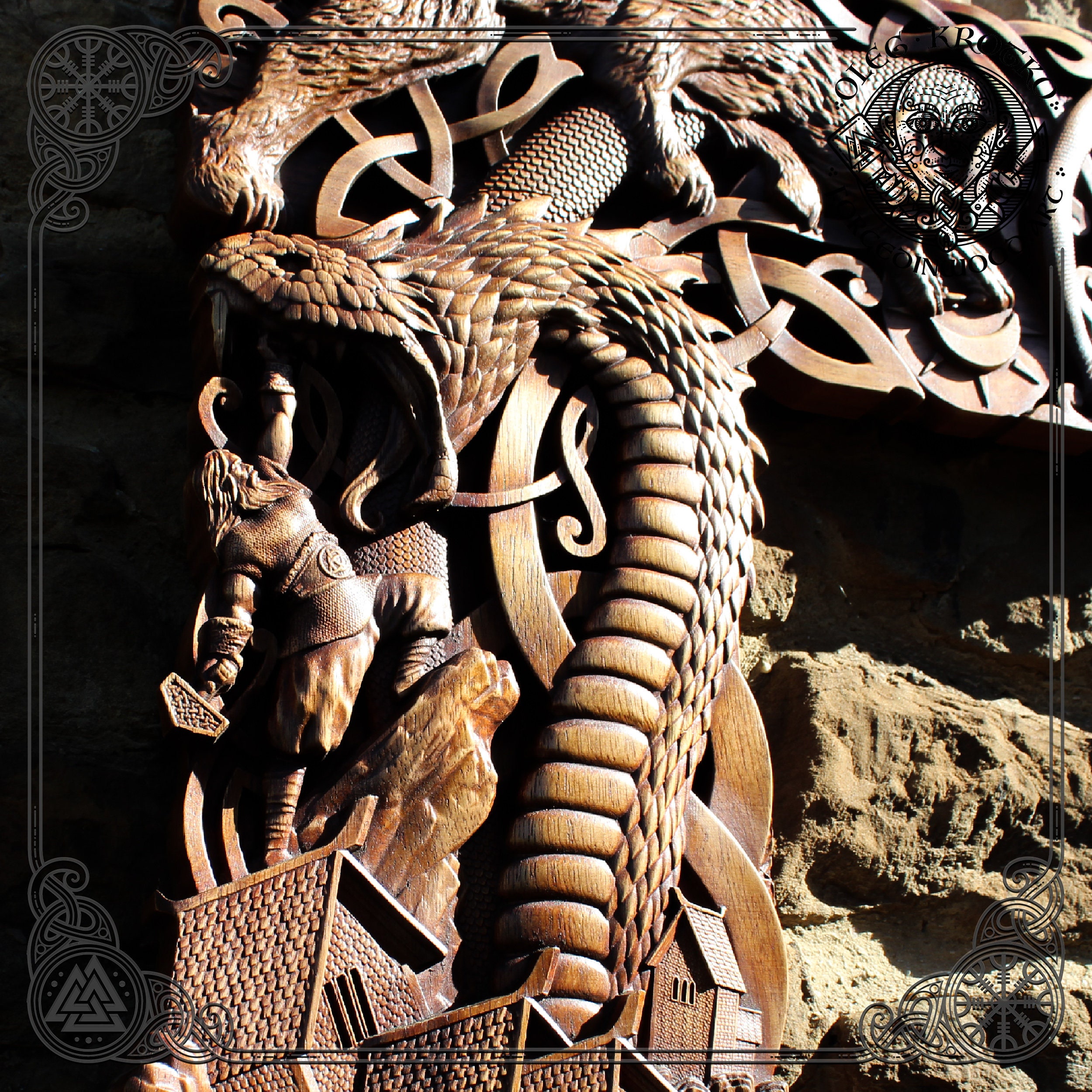 Viking Wood Carving Frame Ragnarok Decor Pagan Wall Hanging - Etsy