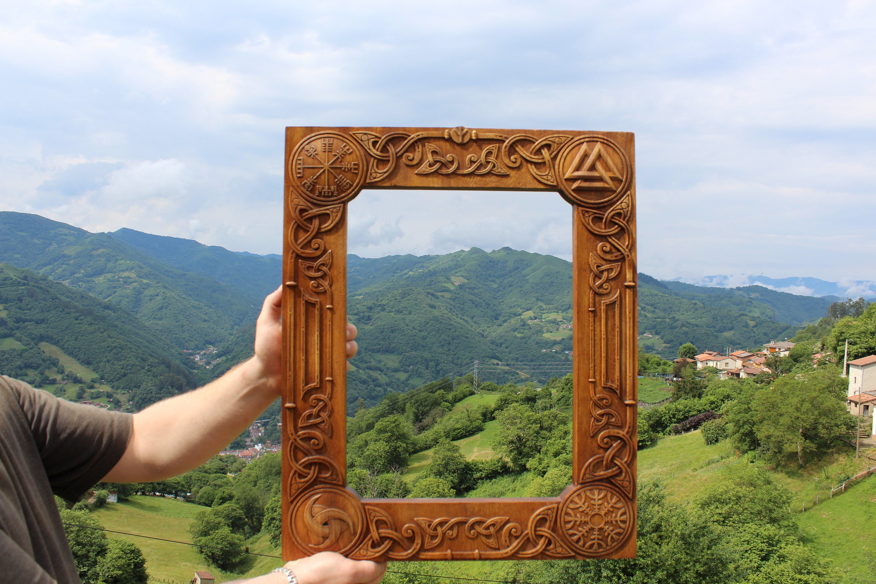 Wood Carving Elegant Frame Viking Odin Home Decor Norse | Etsy
