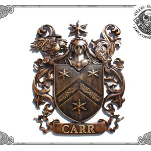 Medieval Heritage: Custom Family Heraldic Coat of Arms Wood Carving ...