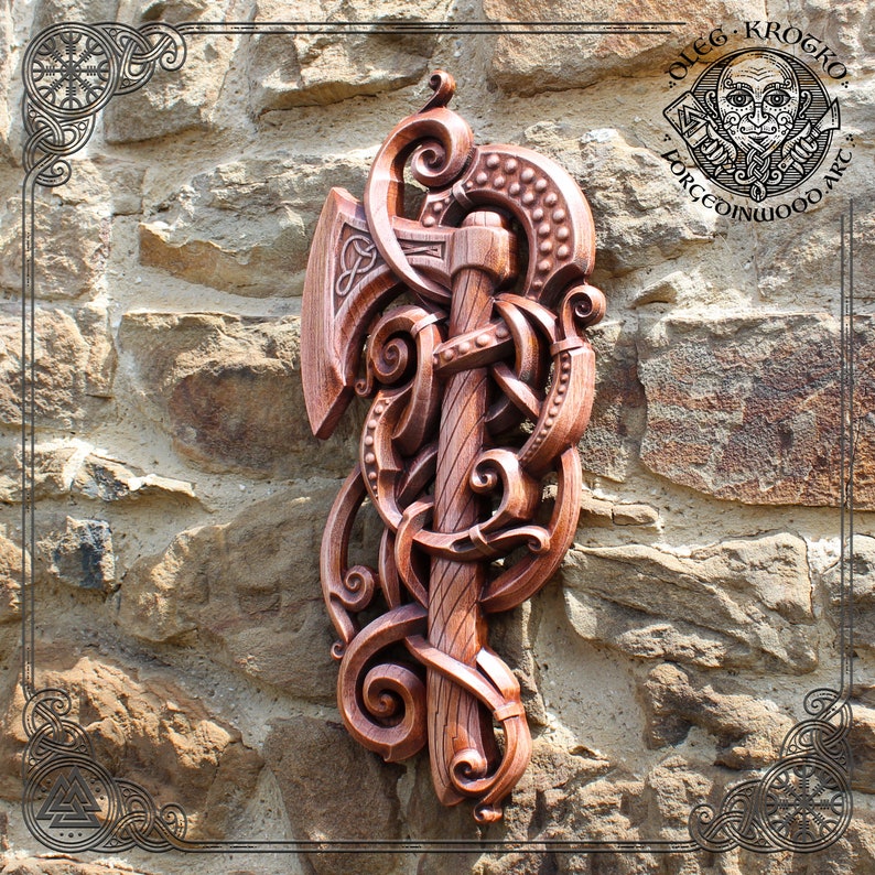 Viking Axe Odin Walknut Home Decor Art Norse Thor Wood Picture - Etsy