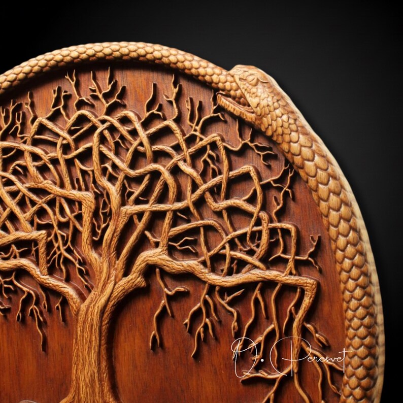Yggdrasil Wood Carving, Tree of Life Wall Art, Norse Mythology Decor ...
