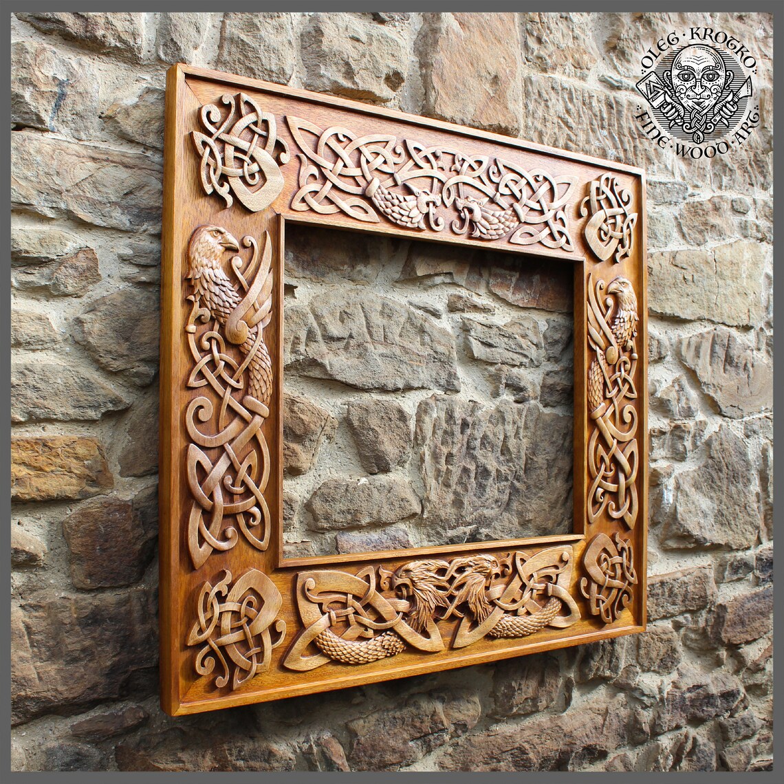 Celtic Viking Wood Carving Frame Norse Knot Work Home Decor - Etsy