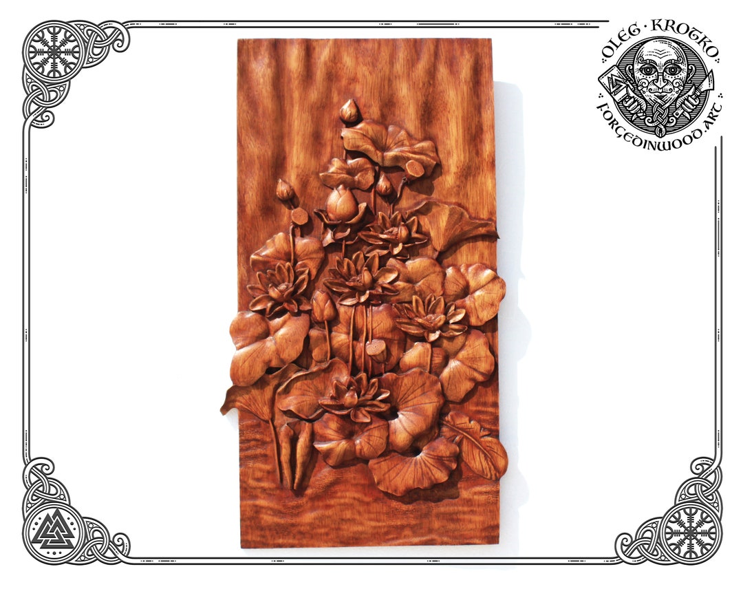 Lotuses Carved Picture Best Romantic Gift Plant Sculpture Art Lotus ...