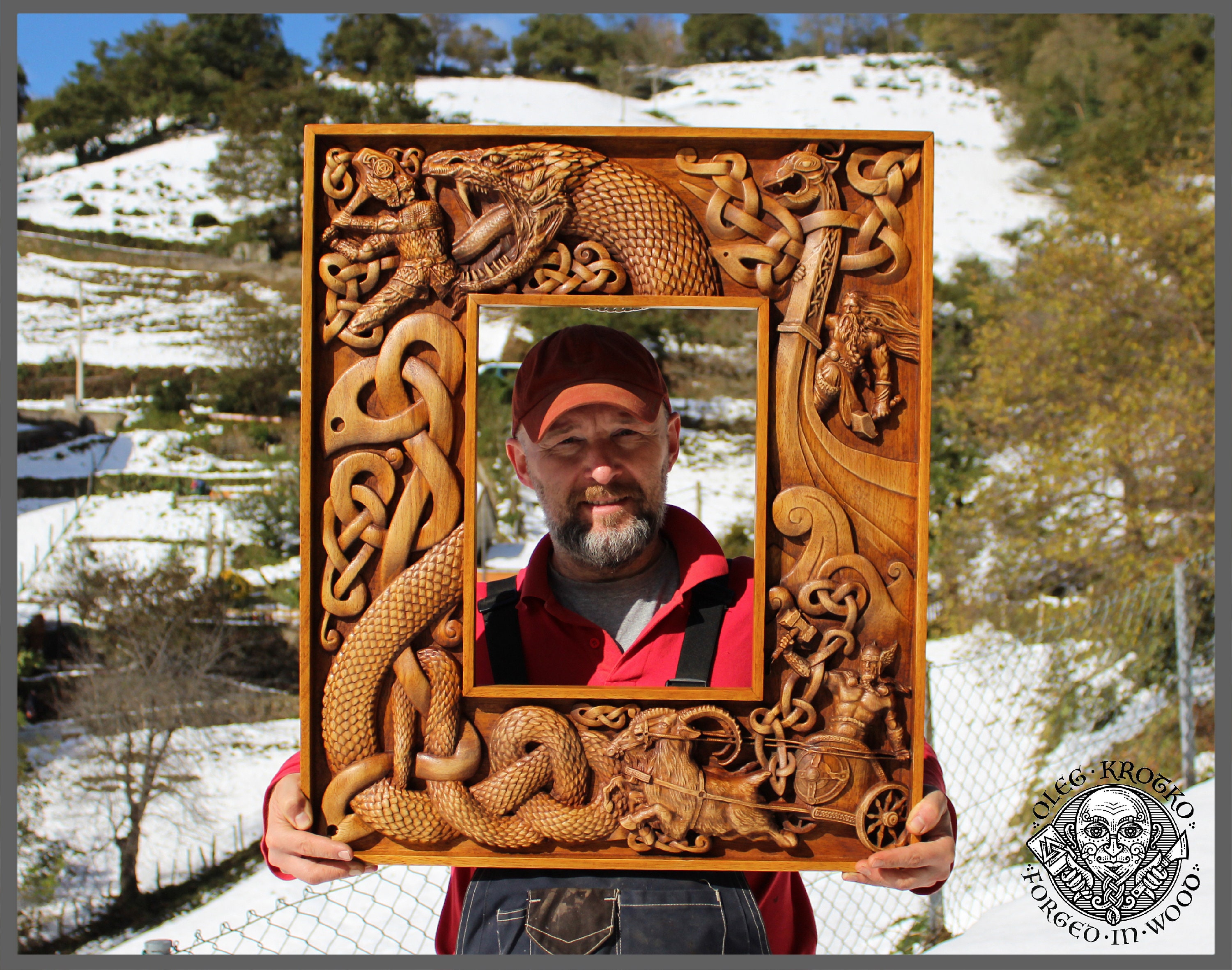 Thor Wood Carving Viking Frame Ragnarok Home Decor Norse | Etsy