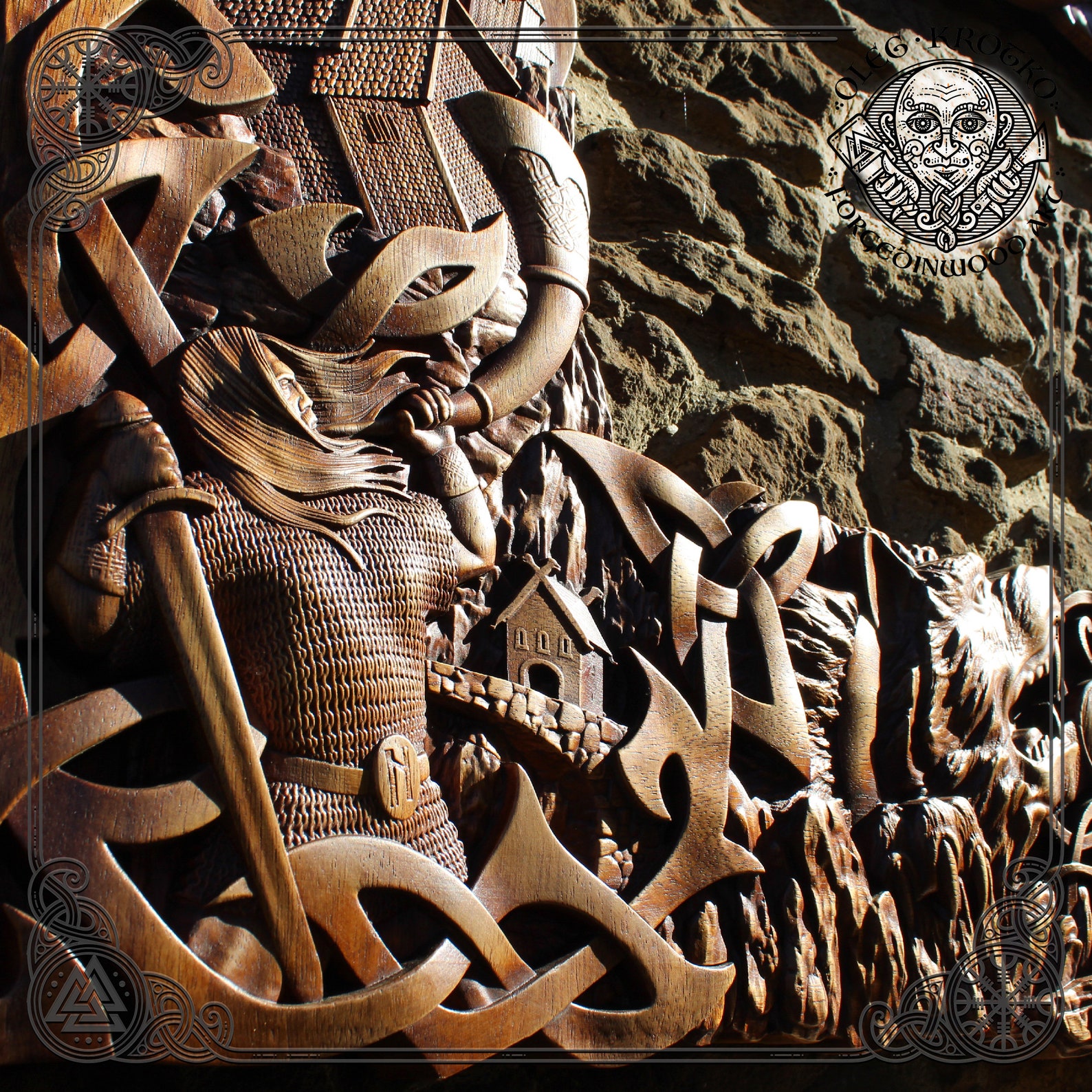 Viking Wood Carving Frame Ragnarok Decor Pagan Wall Hanging - Etsy