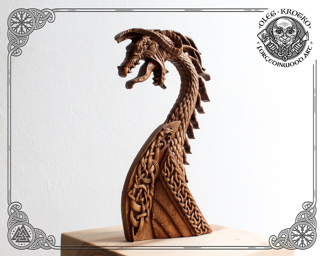 Hand Carved Iroko Wood Drakkar, Viking Dragon Boat Decor - Etsy