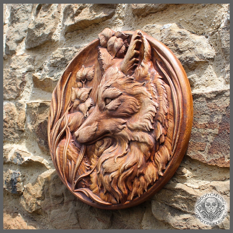 FOX Graceful Wood Carving Animal Picture. Wild Life Wall - Etsy