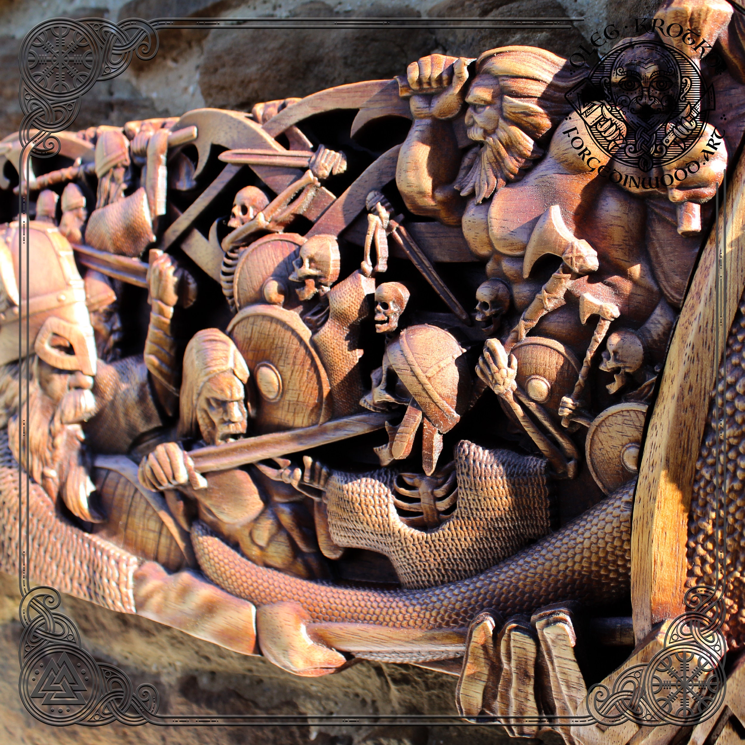 Viking Wood Carving Frame Ragnarok Decor Pagan Wall Hanging - Etsy