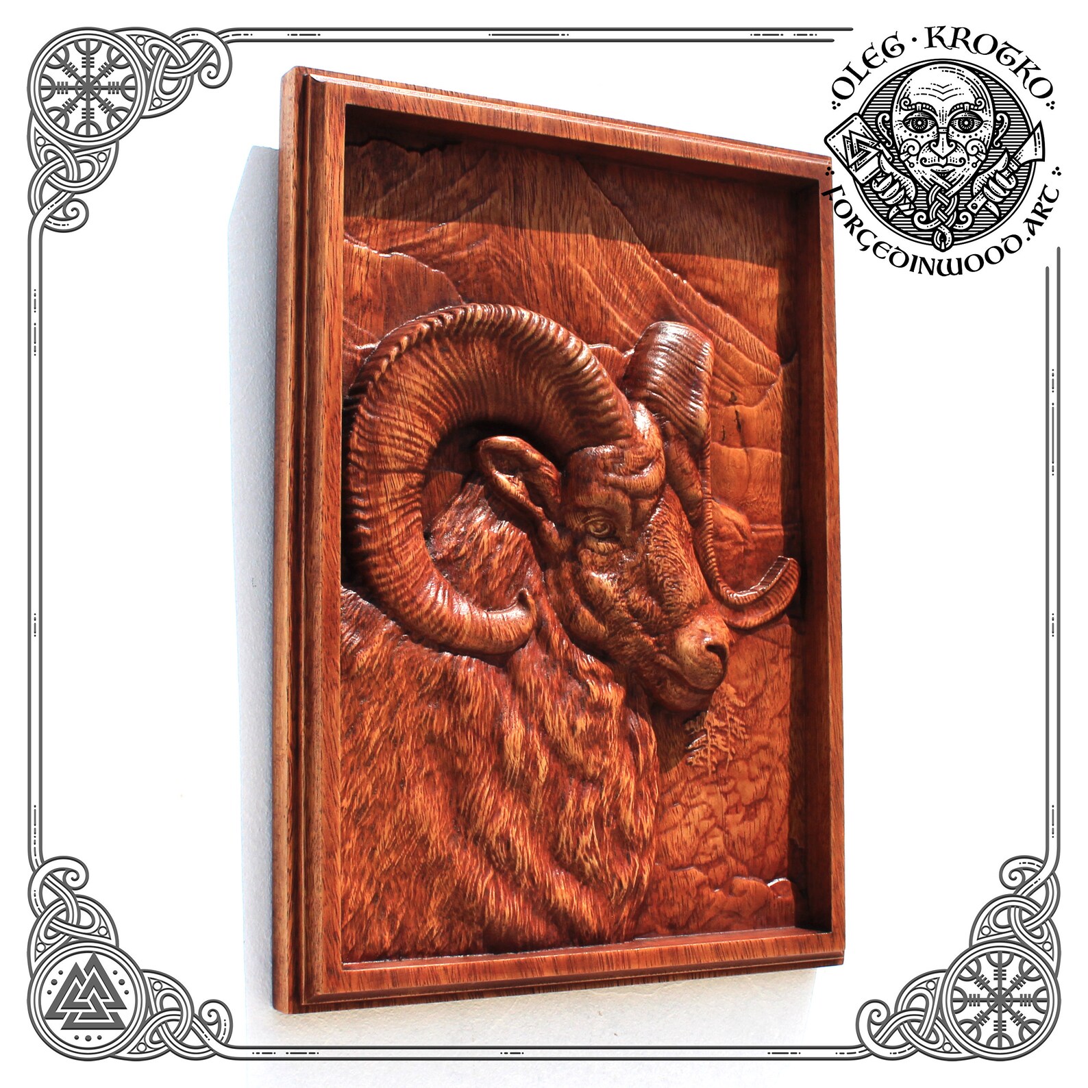 Goat Portrait Graceful Wood Carving Picture Wood Carved - Etsy