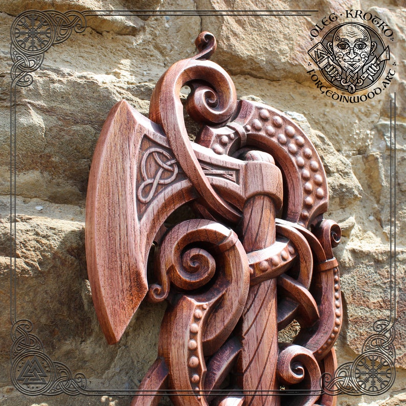 Viking Axe Odin Walknut Home Decor Art Norse Thor Wood Picture - Etsy