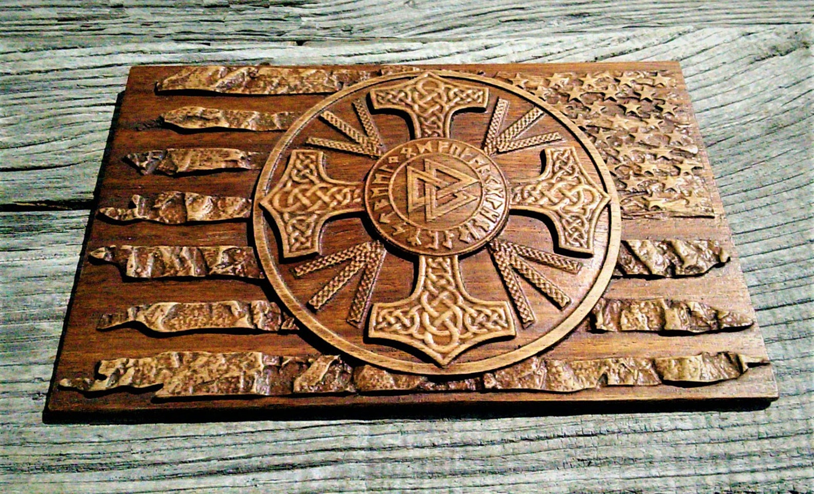 American Flag Walknut Viking Plaques Decor Art Norse Thor Odin - Etsy