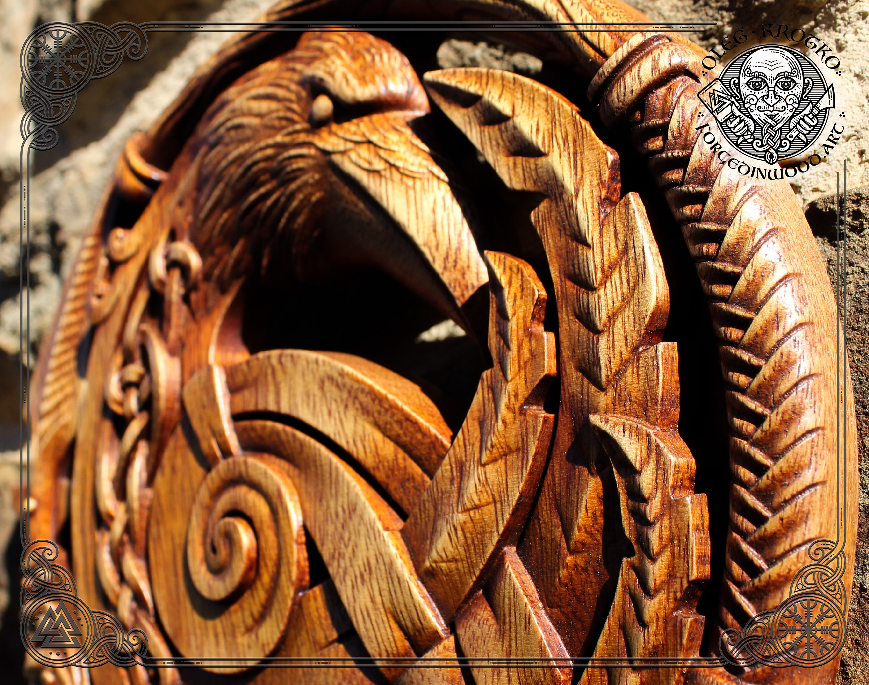 Raven Norse Wood Carving Vikings Wall Woodwork Art Odin Wall | Etsy
