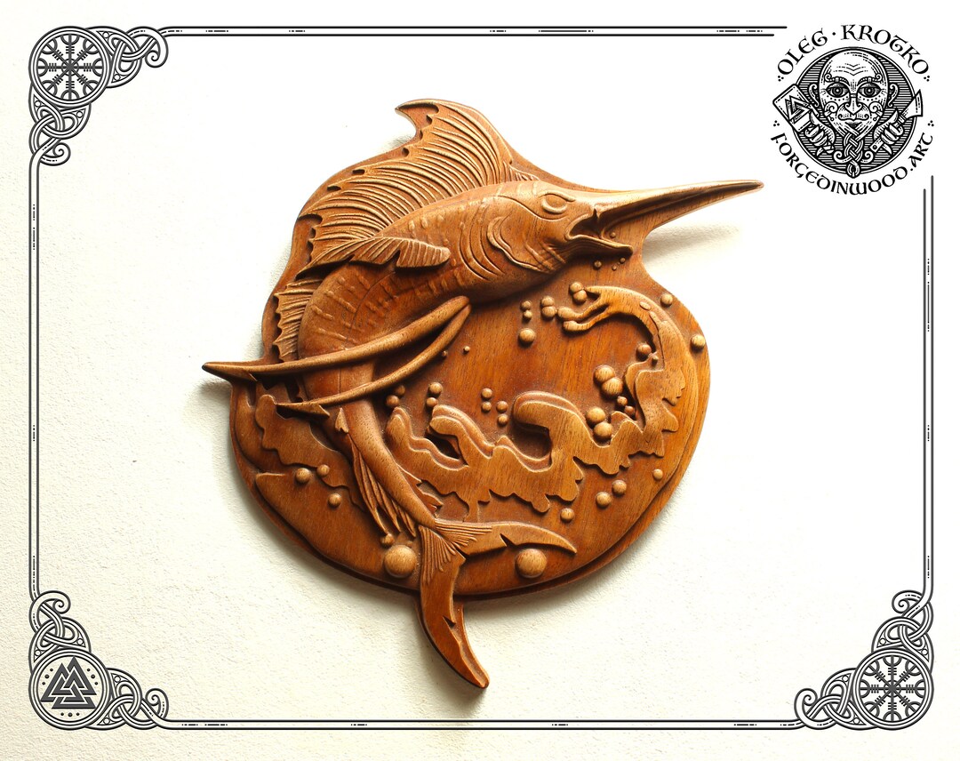 Exquisite Swordfish Wood Carving: Ideal Gift for Sailors and Sea ...
