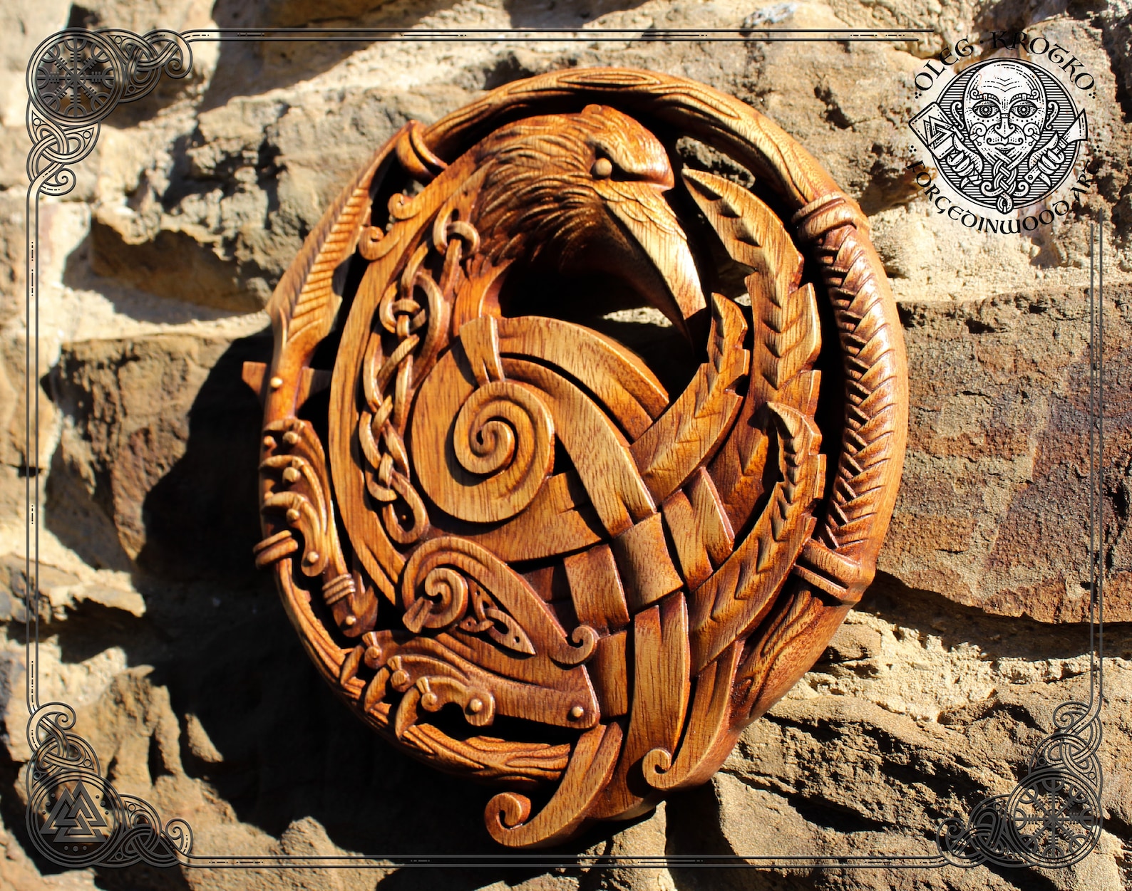 Raven Norse Wood Carving Vikings Wall Woodwork Art Odin Wall | Etsy